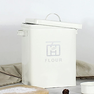 Cabilock Box Flour Bucket Iron White To Rotate Organizer Household