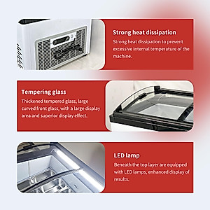 Yovtekc Gelato Display Case with 6 Square Pans, Commercial Ice Cream Freezer Dipping Cabinet, Countertop Hard Ice Cream Showcase, Display Refrigerator for Restaurant Snack Bar, Fast Cooling White