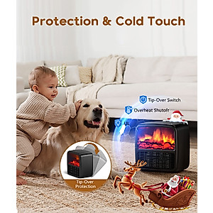COSYAIREY Space Heater Fireplace, Energy Efficient Space Heater Dynamic Flame Effect, 30% Energy Saving,1s Fast Heating Electric Space Heaters for Indoor Use, Electric Space Heater Tip-Over Protection