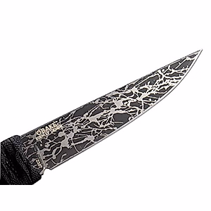 CRKT Obake Fixed Blade Knife: Burnley Titanium Nitride Plain Edge EDC Knife, Outdoor Utility Knife with Handle Wrap, Etched Blade, and Nylon Sheath 2367