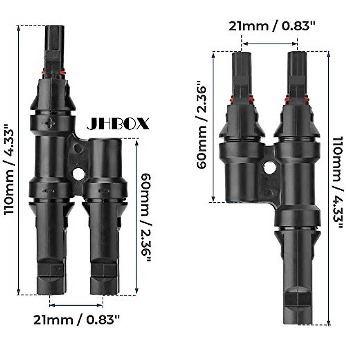 JHBOX Solar Panel Connector 2 Way Y Solar Branch | Easy Installation DIY Mount Tool for Parallel Connection Between Solar Panels | TUV Certified Solar Panel Wire Connectors (1 Pair)