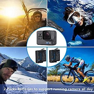 COOLSHOW Hero 7 Battery 1500mAh Replacement 2 Packs Compatible with GoPro Hero 7 Black,Hero 6 Black,Hero 5 Black,Hero(2018),AHBBP-501