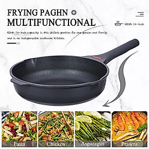 Vinchef Nonstick Frying Pan With Lid, 10 Inch Chef's Pan Deep Anti Scratch, Cast Aluminum Cooking Pan, Multi Stovetops Compatible, Dishwasher Safe