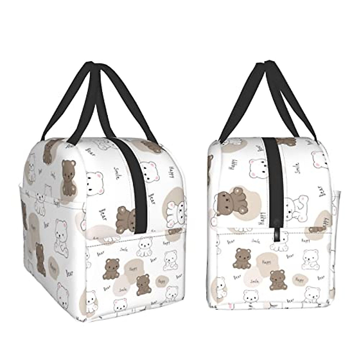 Cute Polar And Kawaii Bear Head Lunch Box Bento Box Insulated Lunch Boxes Reusable Waterproof Lunch Bag With Front Pocket For School Office Picnic