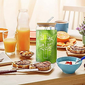 Christian Gifts for Women - Communion Religious Cups Glass Tumbler Water Bottles for Mom Her Friends Female - Inspirational Gifts for Mom Friends Coworker - 16 Oz Coffee Can Drinking Glass Cup