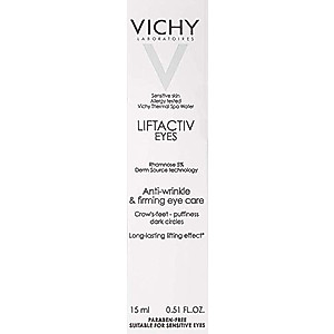 Vichy LiftActiv Supreme Anti Wrinkle Eye Cream, Firming Eye Cream with Caffeine for Dark Circles & Puffiness, Ophthalmologist Tested, 0.51 Fl Oz (Pack of 1)