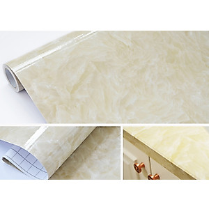 Emoyi Beige Granite Look Marble Effect Wallpaper Film Vinyl Wall Stickers Peel-Stick Murals Counter Top 15.6''x79''