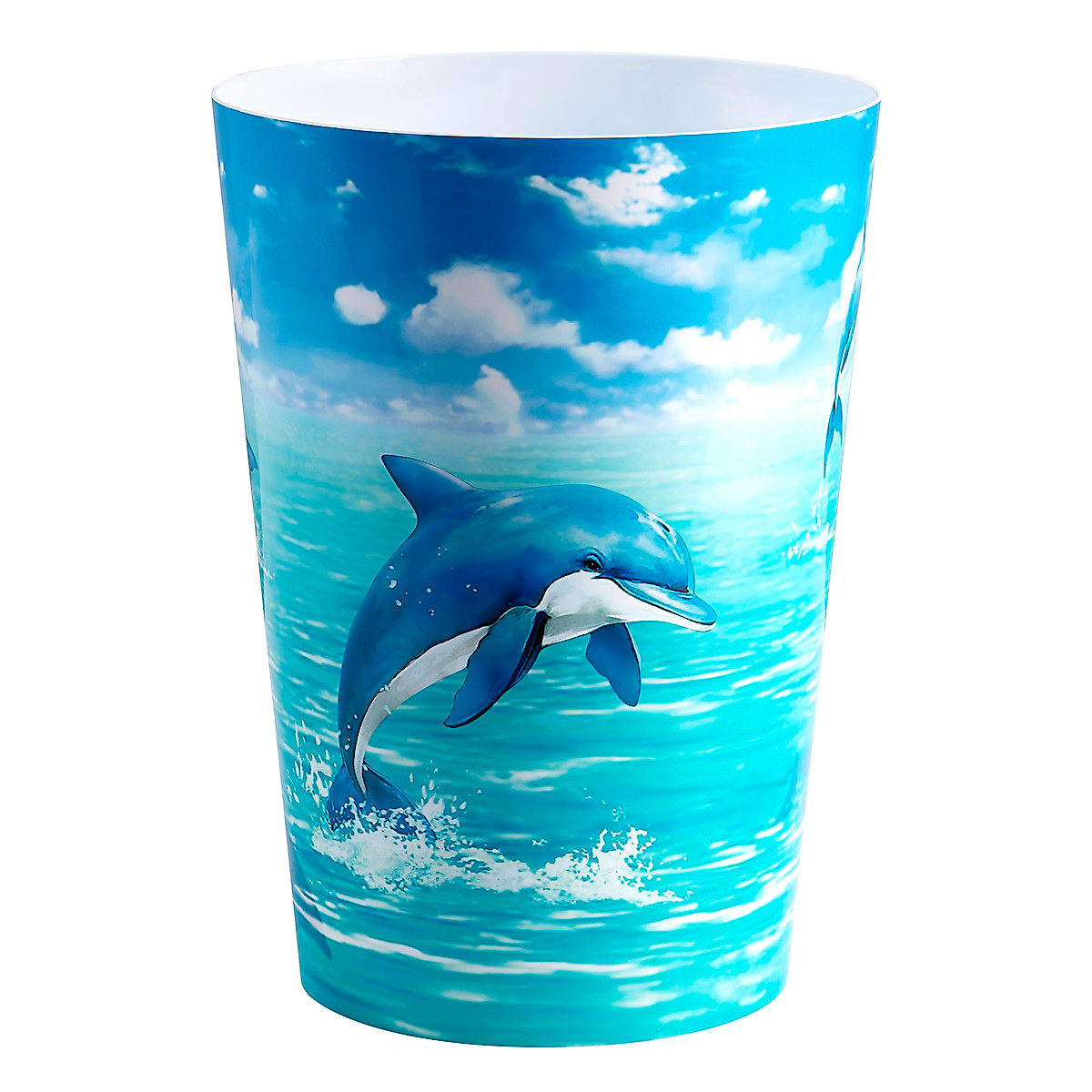 Allure Home Creation Jump for Joy Dolphin Plastic Wastebasket Compact Size 1.71 Gallons