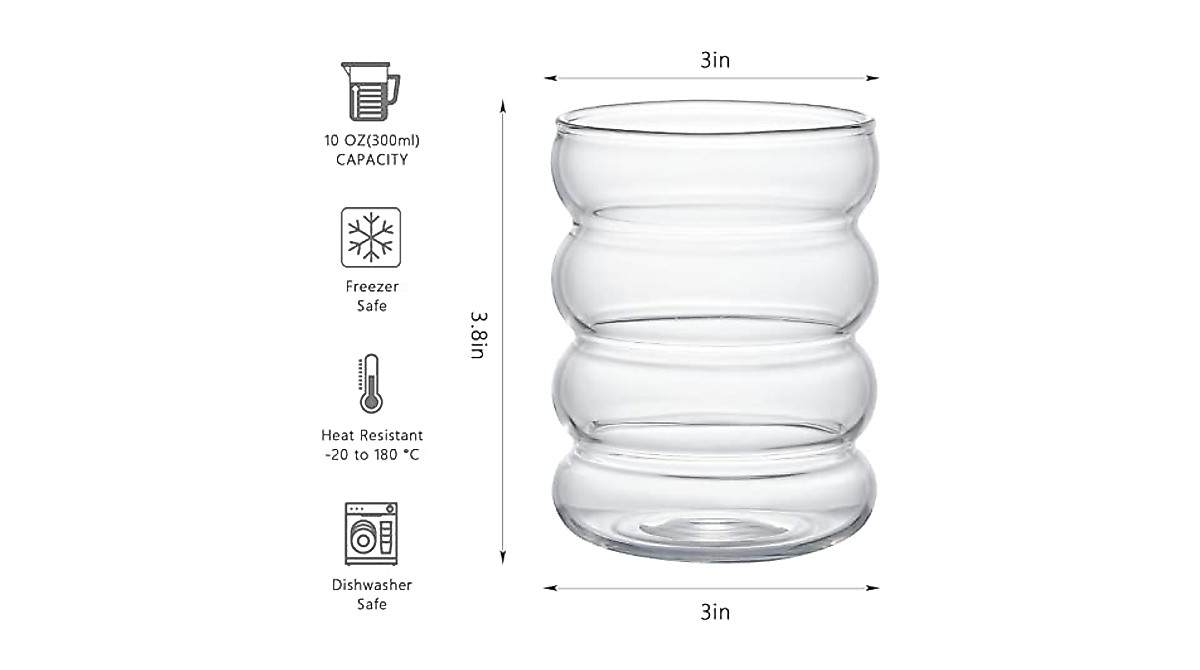 Peyan Ripple Glass Cup - Vintage 10 oz Drinking Glass