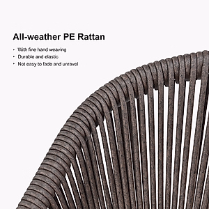 PURPLE LEAF 2 Pieces Patio Dining Chair All-Weather Wicker Aluminum Frame for Lawn Garden Backyard Deck Outdoor Dining Chair with Cushions, Brown Armchair