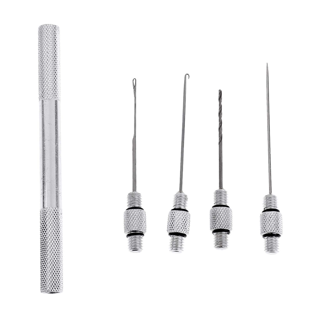 sknsalfew Carp Fishing Rigging Bait Needle Tool Set, 5-in-1 Carp Fishing Tackle Kit, Bait Boilie Drill Stringer Needle with Nonslip Aluminum Alloy Handle
