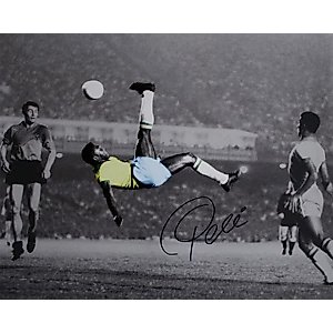 Ikonic Fotohaus Pele Brazil Soccer Legend Signed Photo Autograph Print Wall Art Home Decor