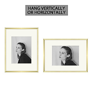 Golden State Art, 9x12 Aluminum Picture Frame with Ivory Color Mat for 6x8 Photo - Sawtooth Hangers, Spring Clips - Wall Mounting - Real Glass - Metal Frame (Gold, 1-Pack)