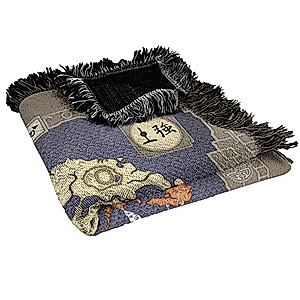 LOGOVISION Avatar The Last Airbender Blanket, 50"x60" Map Woven Tapestry Cotton Blend Fringed Throw Blanket