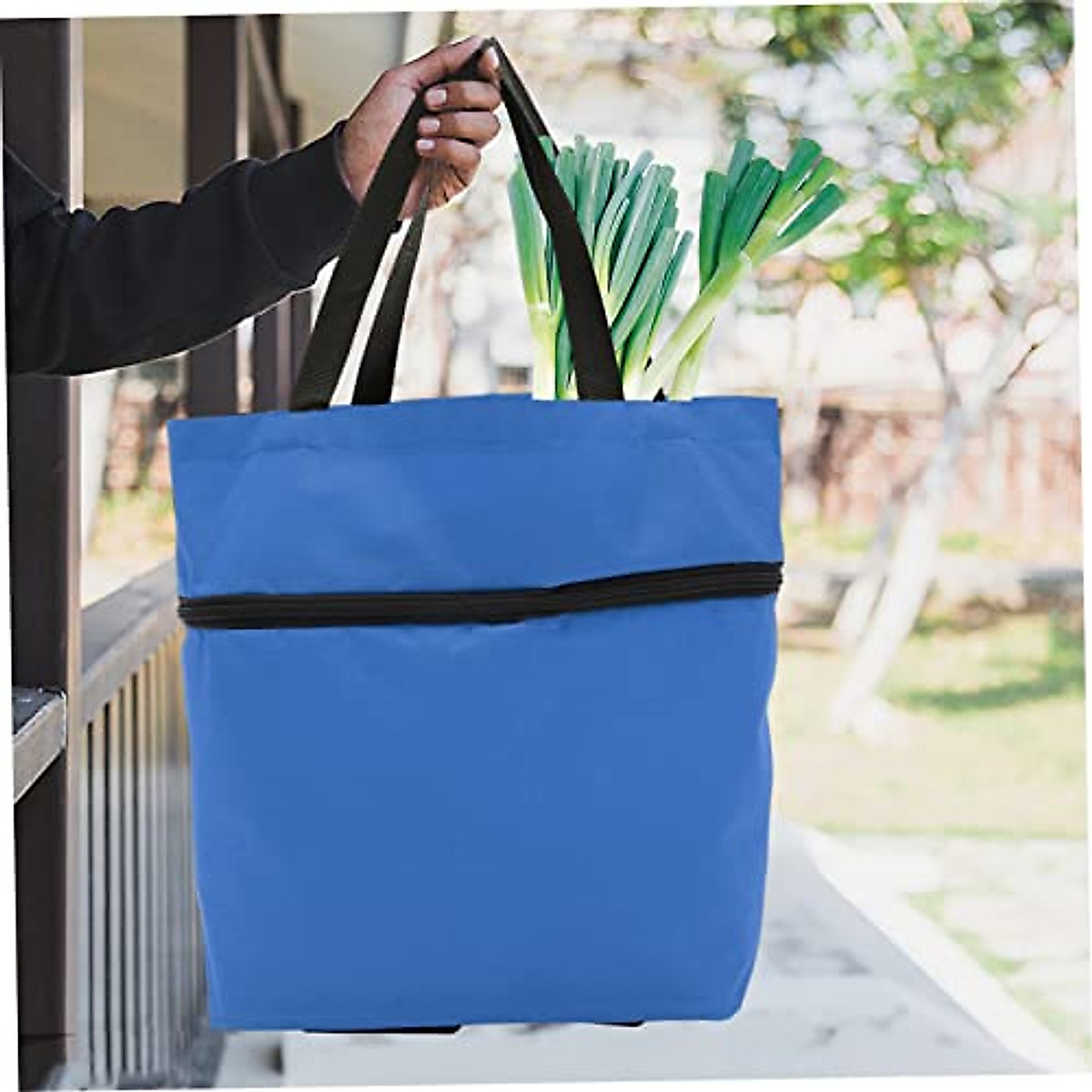 GARVALON storage bag with wheels folding grocery bag groceries trolley bags laundry cart shopping storage bag grocery cart bags laundry bag backpack shopping pouch girl heavy Metal suitcase