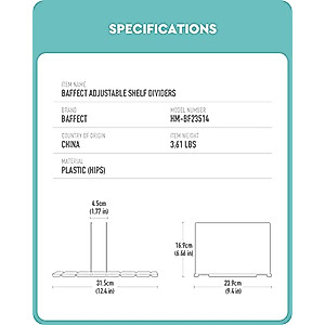 Baffect Adjustable Shelf Dividers, Plastic Purse Shelf Separators, Improved Handbag Organizers for Closet (Set of 2, White)