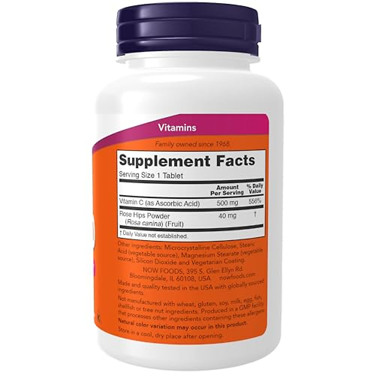 NOW Foods Supplements, Vitamin C-500 with Rose Hips, Antioxidant Protection*, 250 Tablets