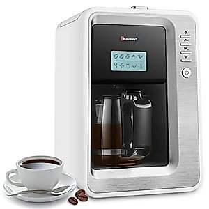 HAUSWIRT Coffee Maker with Grinder, Grind and Brew Coffee Maker with LCD Display, Automatic Drip Coffee Machine with Grind Size and 2 to 6-Cup Settings, Compatible for Bean Ground Coffee and Tea