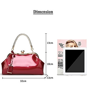 RTGGSEL Diamond Crystal Glossy Patent Leather Top Handle Tote Handbag for Women Bag Evening Wedding Shoulder Bag Satchel Purse (Black)