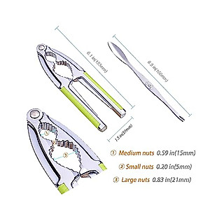 Nut Cracker, Nutcracker, Seafood Tools, Walnut Cracker for All Nuts, Heavy Duty Shell Cracker with 2 PCS Forks/Picks, Lobster Crab Crackers with Non-slip Handle 