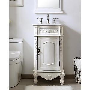 ELEGANT LIGHTING 19 inch Single Bathroom Vanity in Antique White with Ivory White Engineered Marble