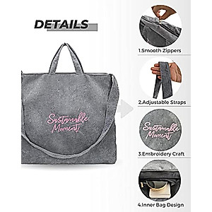 Corduroy Tote Bag for Women,Large Tote Bag ,Shoulder Bag with Zipper&Inner Pockets,Hobo Crossbody Handbag Casual Tote. (Grey)