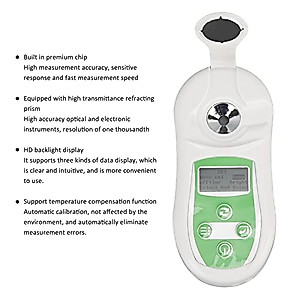 Brix Meter Refractometer, Portable Digital Brix Refractometer, Brix Content Tester with ATC for Fruit Beverage Sugar Content Measuring