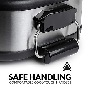 HomeCraft HCTSC15SS Stainless Steel 3-Station 1.5-Quart Oval Slow Cooker Buffet, with Lid & Spoon Rest, Adjustable Heat Control, Perfect for Parties, Holidays, Families