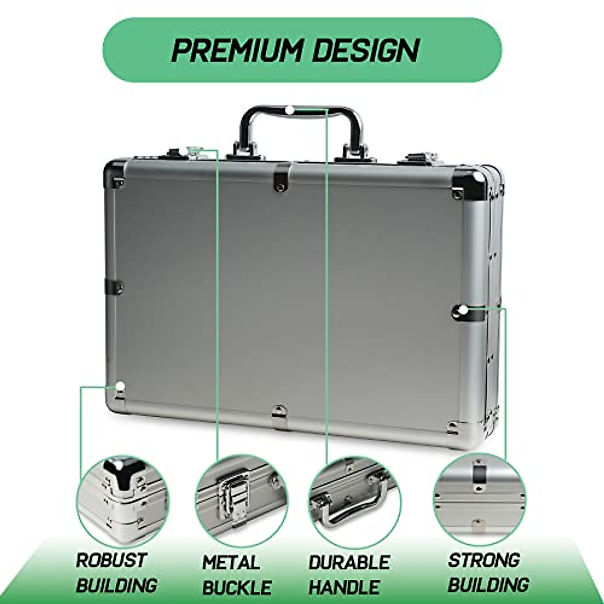 Deluxe Hard Aluminum 200 Battery Storage Organizer case with tester, Safe Fireproof Batteries container holder caddy box with handheld checker, hold 60 AA, 86 AAA, 8 C, 8 D, 8 9V Batteries(no battery)