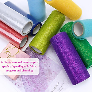 CAMAL Orange Tulle, Glitter Tulle Fabric Rolls 6 Inch by 10 Yards Tulle Ribbon for DIY Tutu Skirt, Christmas Craft, Shower Decor, Festivals Decoration and Wedding