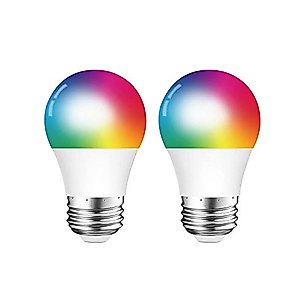 DOGAIN Smart Light Bulb E26 A15 RGB Color Changing Light Bulbs Compatible with Alexa Google Home 6W (40W Equivalent) Dimmable Multicolor WiFi LED Light Bulbs 500LM (Only 2.4GHz) 2 Pack