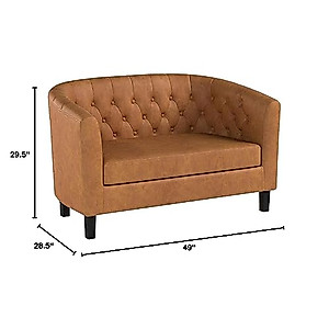 Modway Prospect Upholstered Contemporary Modern Loveseat In Tan Faux Leather