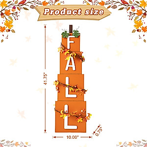 Glitzhome Fall Welcome Wooden Pumpkin Porch Sign Hanging Wall Decor