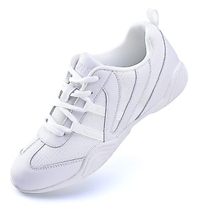 JITUUE White Women Cheer Shoes Walking Girls Tennis Soft Dance Cheerleading Sneakers(White,6