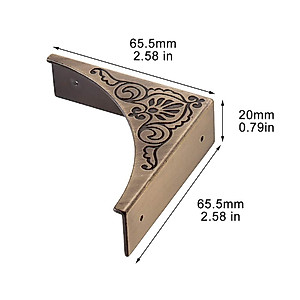 Metal Corner Protector, 4 Pcs Antique Edge Safety Guard Cabinet Furniture Corner Bumpers,Table Corner Protectors,Cover Damaged Corners on Coffee Table (Bronze)