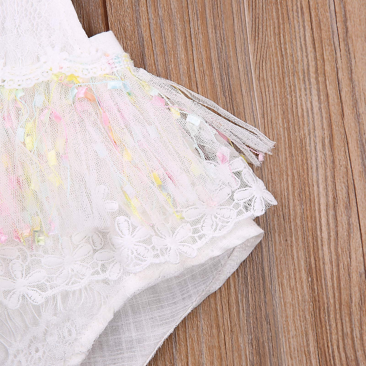 Yonune Newborn Infant Baby Girl Romper Bodysuit Jumpsuit Outfits Lace Romper Ruffle Sleeveless Backless Tutu Dress Clothes