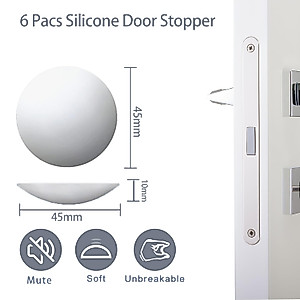 Door Knob Wall Protector 6pcs, Door Stopper Wall Protector with Strong Self Adhesive, Soft Silencer Door Bumpers for Home and Office