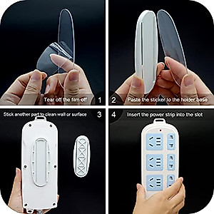 FENGWANGLI Power Strip Holder, 5 Pack Self Adhesive Surge Protector Mount Punch Free Cable Management System