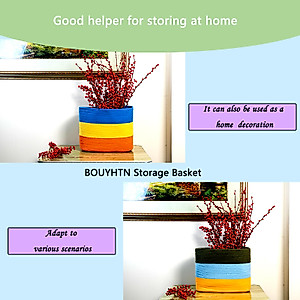 BOUYHTN Cotton Rope Basket-Woven Baskets-Storage Basket for Living Room-Towel Baskets for Bathroom-Baby Organizing Baskets-Collapsible Storage Bins-Toy Basket 15"x10"x12" Pack of 2