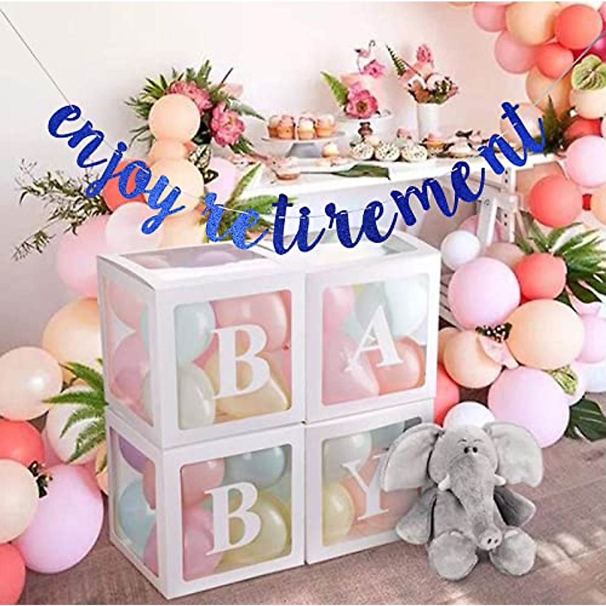 Starsgarden Enjoy Retirement Glittery Blue Banner, Happy Retirement, I'm Retired, Goodbye Tension Hello Pension, Goodluck We Will Miss You Retirement Party Hanging Paper flag(Blue Retirement)