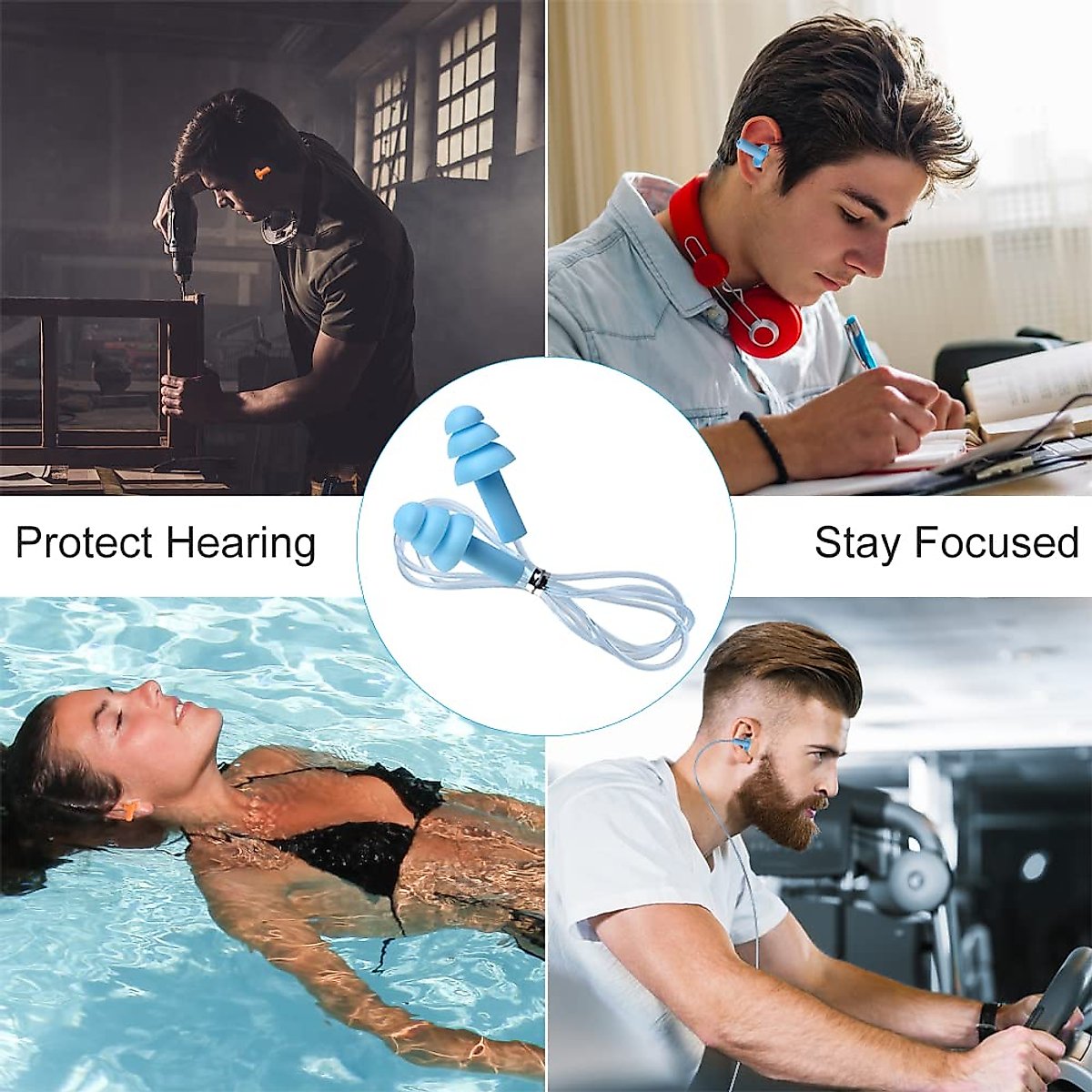 3+2 Pairs Reusable Super Soft Silicone Earplugs, Comfortable Ear Plugs That can Quickly Eliminate Noise, Suitable for Swimming, Sleeping, Snoring, Working, Studying, Loud Noise