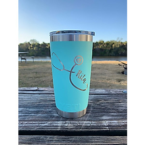 Stethoscope Design w/Custom Name Engraved yeti Stainless Steel Travel Mug - NOT A STICKER!