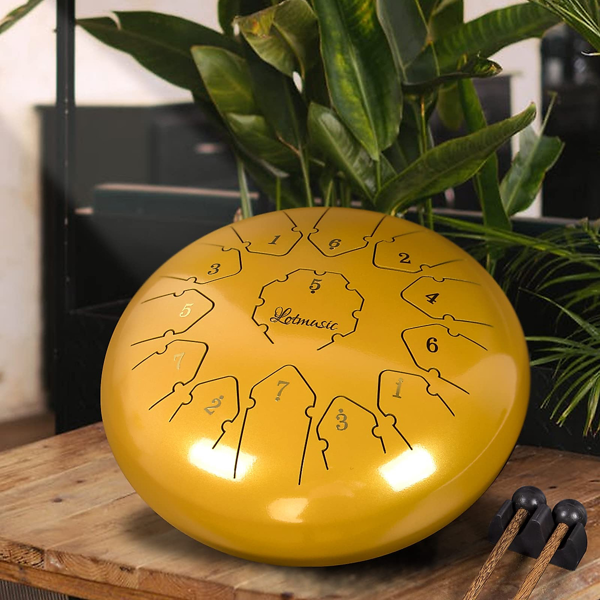 Steel Tongue Drum, lotmusic 13 Notes 12 Inches Percussion Instrument ，Tank Drum - Handpan Drum Kit - Drum Mallets Padded Travel Carry Bag Music Book and Finger Picks for Beginner Adult Kids，C Major