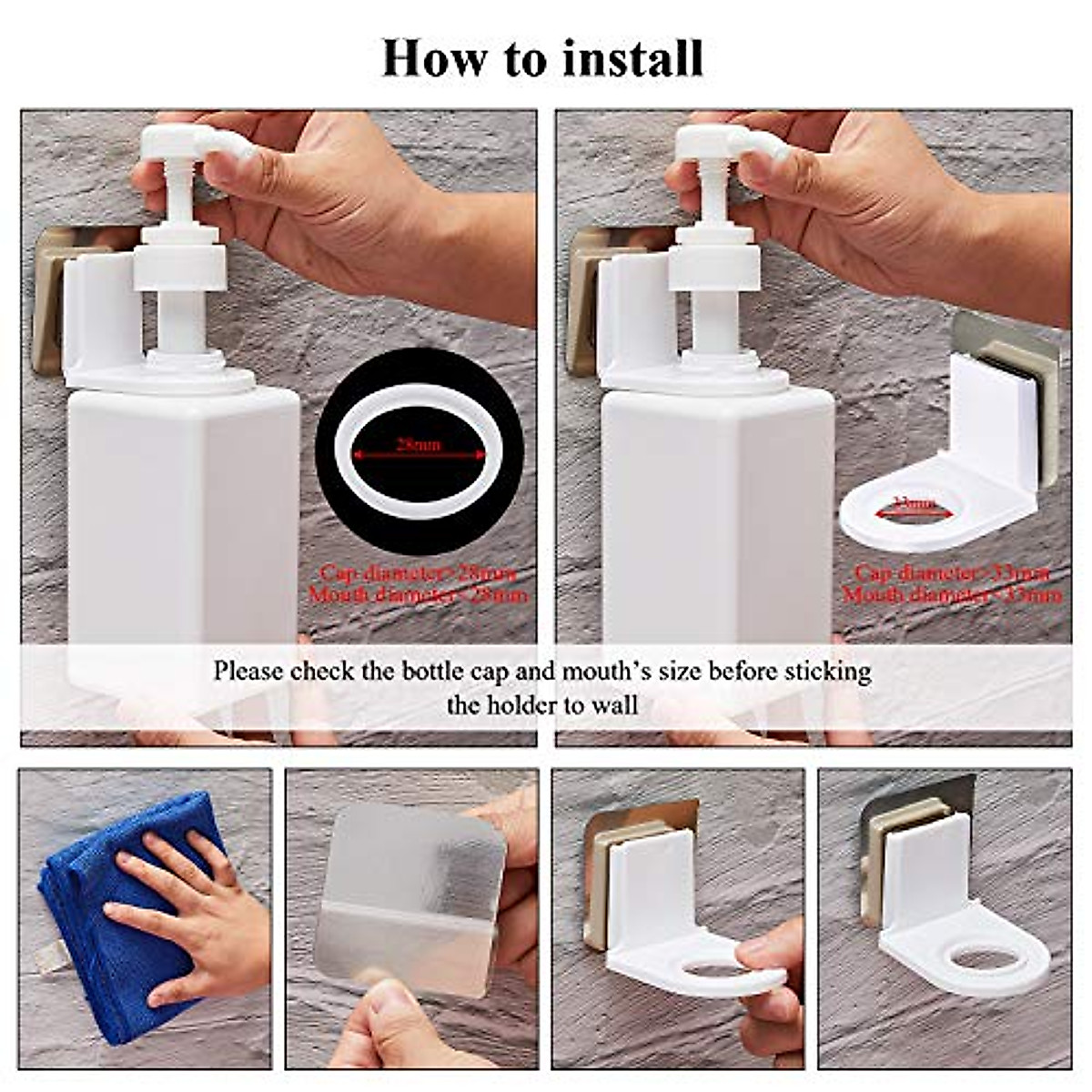 Shower Gel Bottle Rack Hook Self Adhesive Wall Mounted Shampoo Holder Hook Shower Gel Bottle Rack Hanger Liquid Soap Shower Holder for Wall Kitchen Bathroom Toilet (6 Pieces)