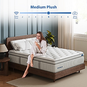 King Mattress, Lechepus 14Inch Medium Plush King Size Mattress in Box, Hybrid Mattress with Memory Foam & 7-Zone Individual Pocket Spring Mattress, Supportive & Pressure Relief, 76"*80"