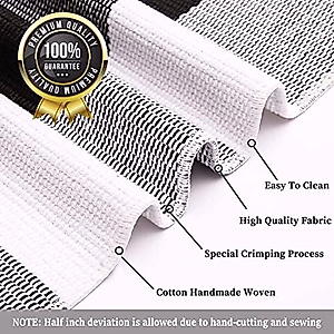 KOZYFLY Buffalo Plaid Area Rugs 2x3 Ft Black and White Checkered Rug Washable Front Door Mat Hand Woven Cotton Outdoor Rug Small Rug for Front Porch Kitchen Entryway Patio Bathroom