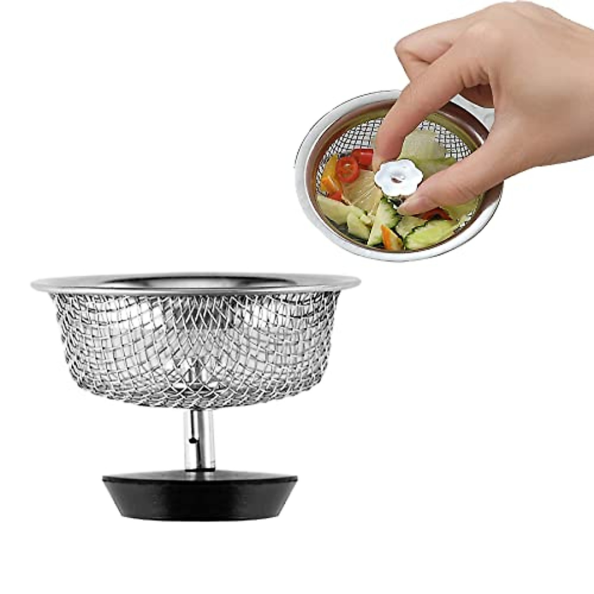 Wjjsahi Kitchen Sink Strainer, 2 Pack Stainless Steel Sink Drain Basket With Handle Sink Stopper Suitable for Bathroom Kitchen, Sink Drain Strainer