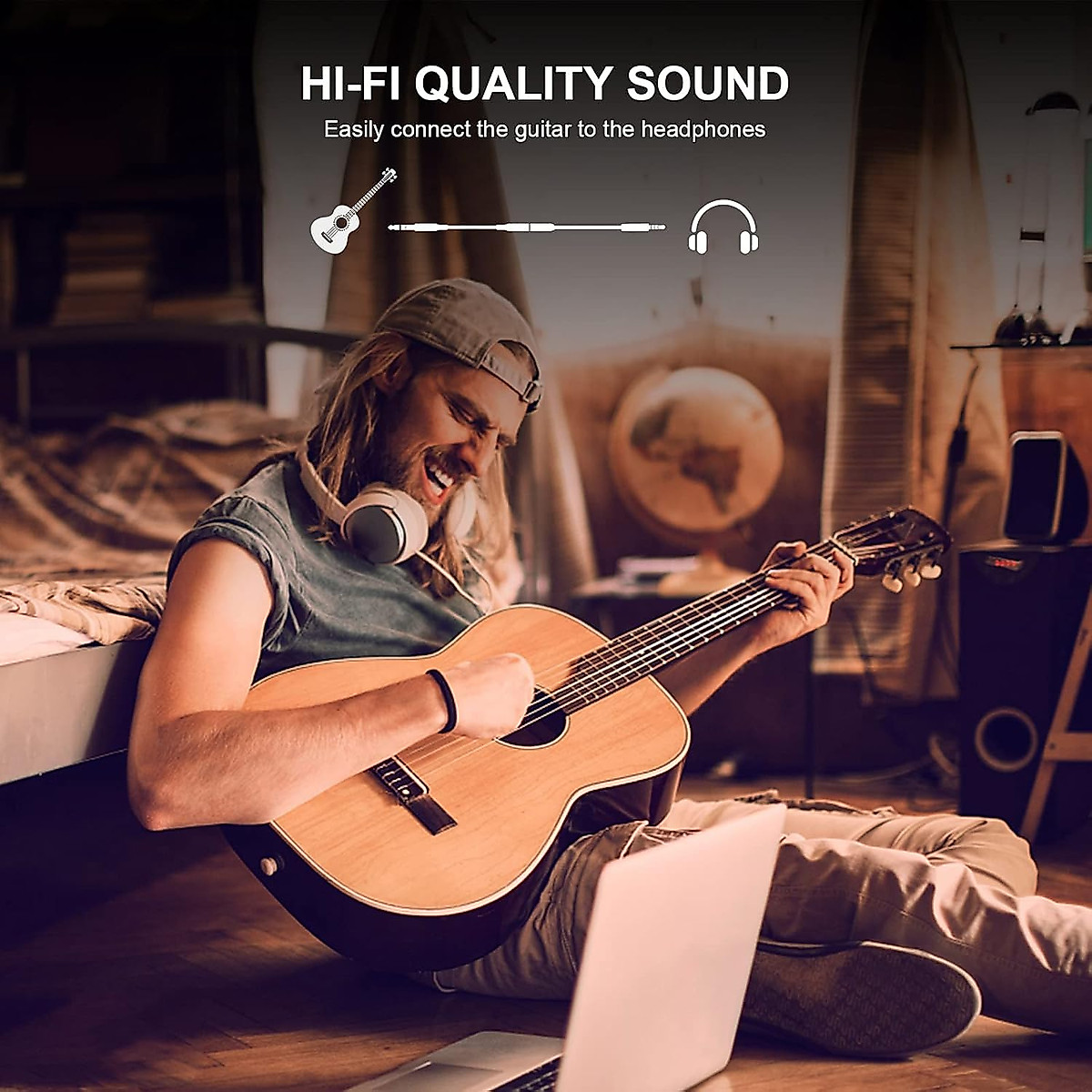 MOSWAG 6.35mm 1/4 inch to 3.5mm 1/8 inch Headphone Jack Adapter 3.28FT/1Meter,1/8 Female to 1/4 Male Extension Cable,3.5 to 6.35 Audio Cable for Mixer Guitar Piano Amplifier Speaker and More