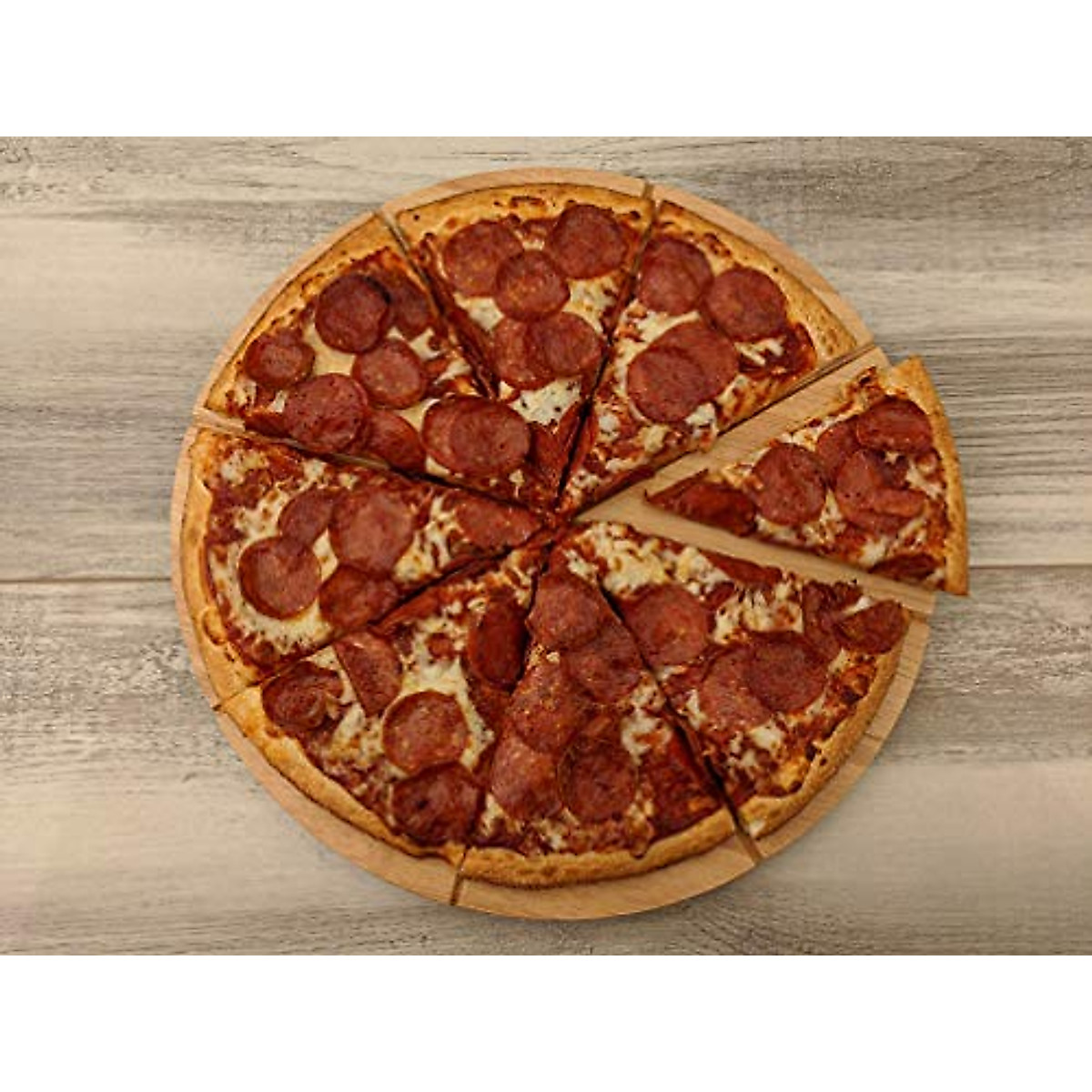 Checkered Chef Round Wood Cutting Boards - 13.5 Inch, Reversible Pizza Board w/ 8 Slice Grooves - Cheese Charcuterie Board