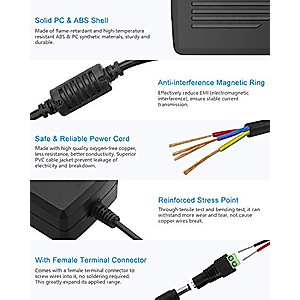 ALITOVE DC 12V 5A Power Supply Adapter Converter Transformer AC 100-240V Input with 5.5x2.5mm DC Output Jack for 5050 3528 LED Strip Module Light